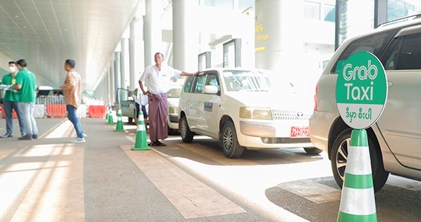 ရန်ကုန်အပြည်ပြည်ဆိုင်ရာလေဆိပ်၌ Grab Taxi Service ခရီးသွားပို့ဆောင်ရေးဝန ...